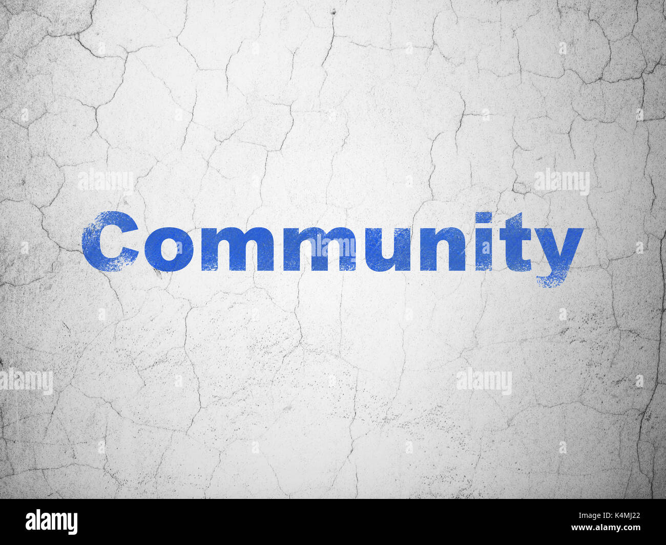 Social media concept: Blue Community on textured concrete wall ...