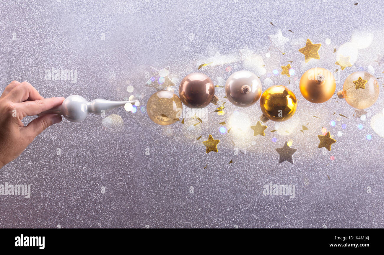 Silver and golden christmas bubbles Stock Photo - Alamy