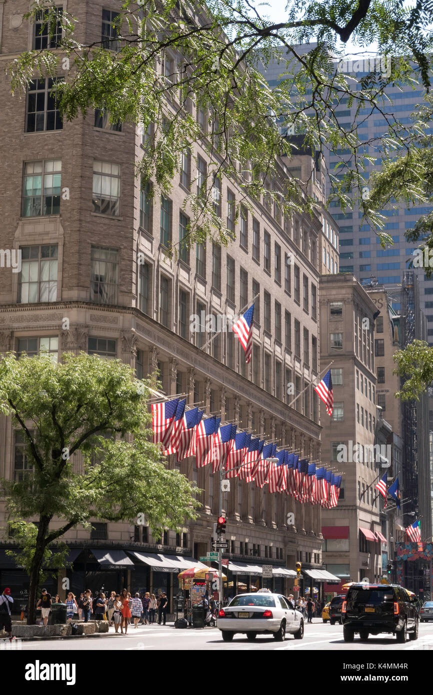 American Flags at Saks Fifth Avenue, NYC, USA Stock Photo - Alamy