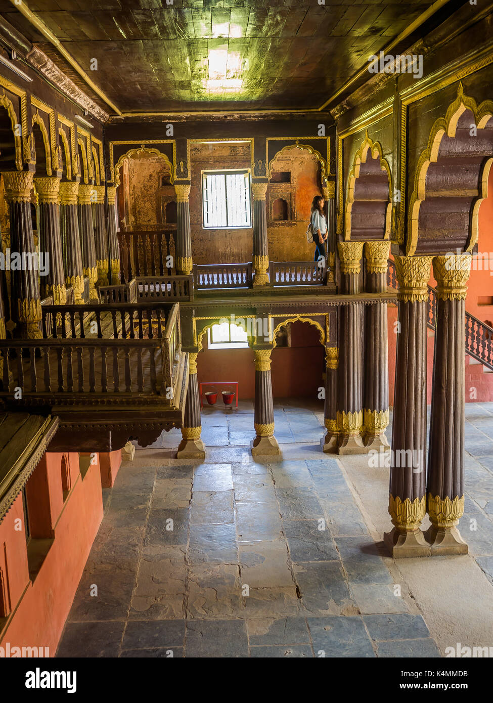 Indoor view of columns inside the very old hindu temple Stock Photo - Alamy