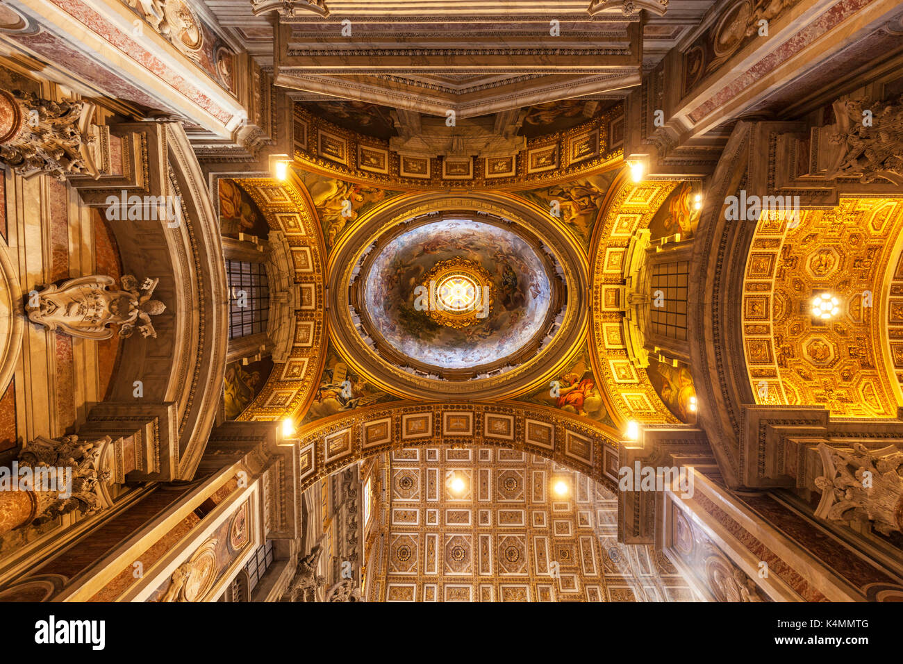 Interior of St. Peters Basilica roof dome Vatican City, UNESCO World ...