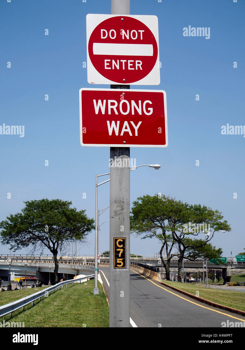 Signs do not enter and wrong way Stock Photo - Alamy