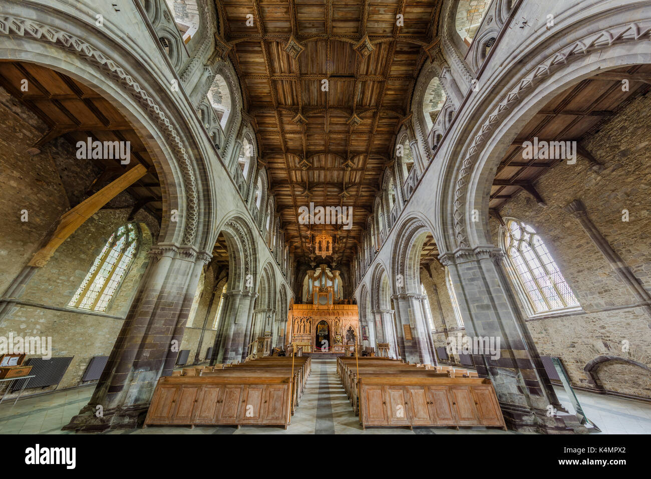 Interior of St. David's cathedral, Pembrokeshire, Wales, United Kingdom ...