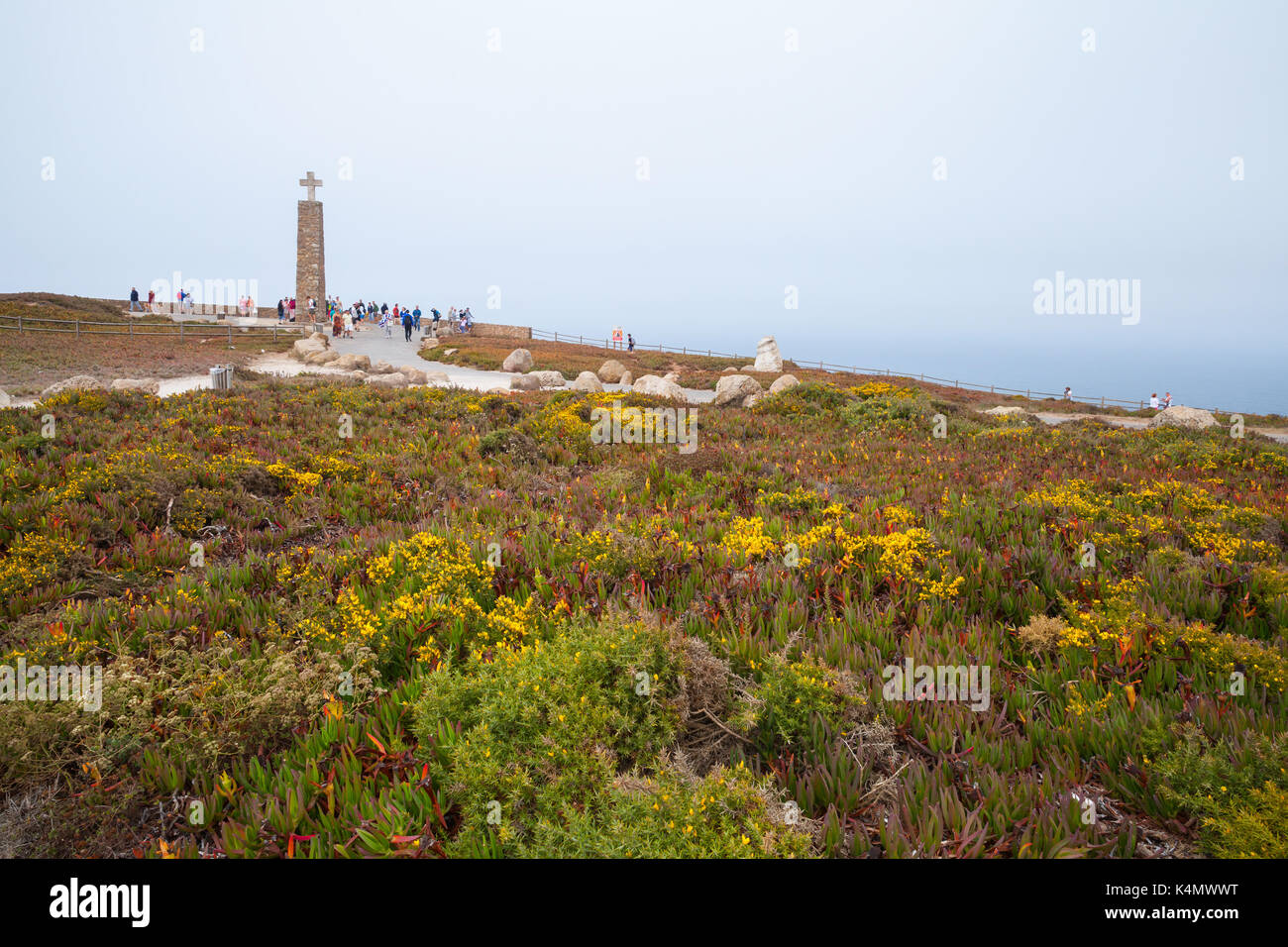 Cross on Cabo da Roca, Portugal - the most western point of European ...