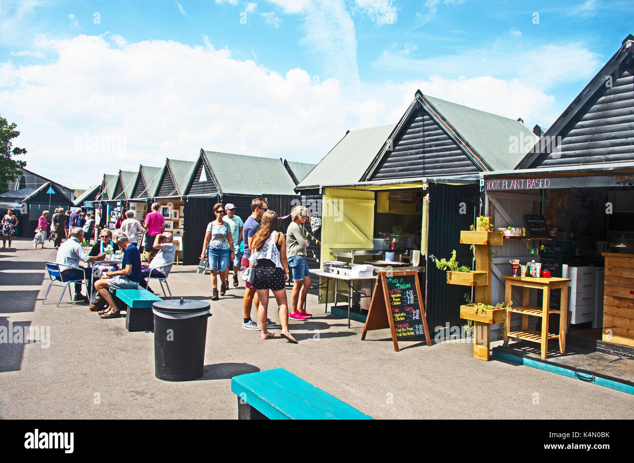 Whitstable Harbour, Shopping Stalls, Kent Stock Photo - Alamy