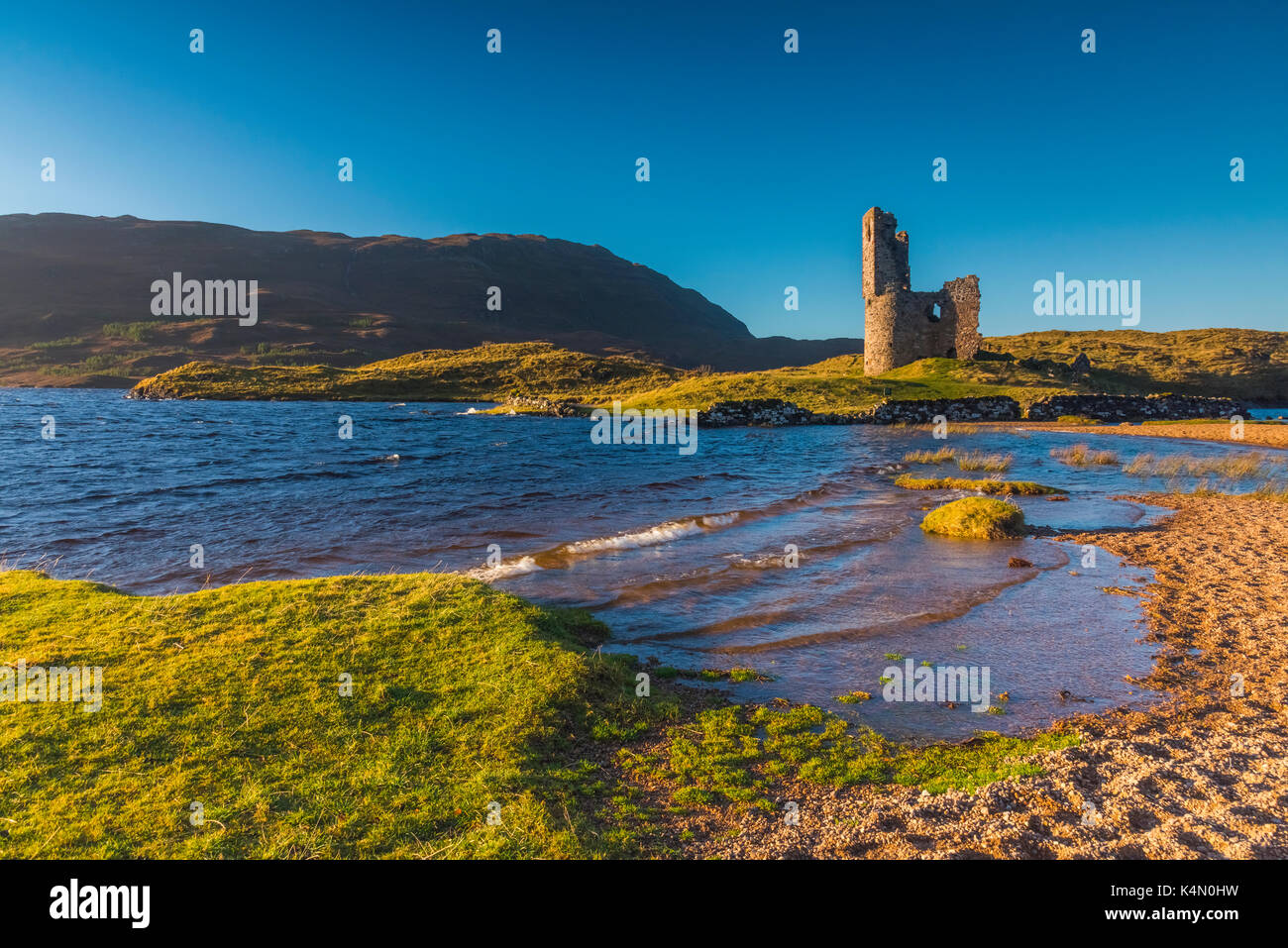 Loch Assynt and Ardvreck Castle, Lochinver, Sutherland, Highlands ...