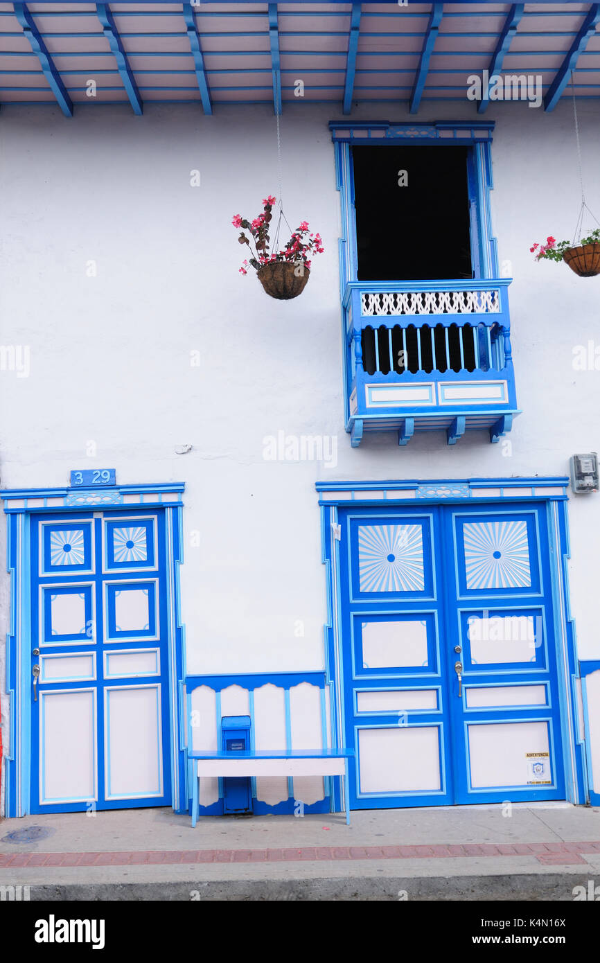 Colombia, Colorful Spanish colonial style house in Salento, Colombia´s ...