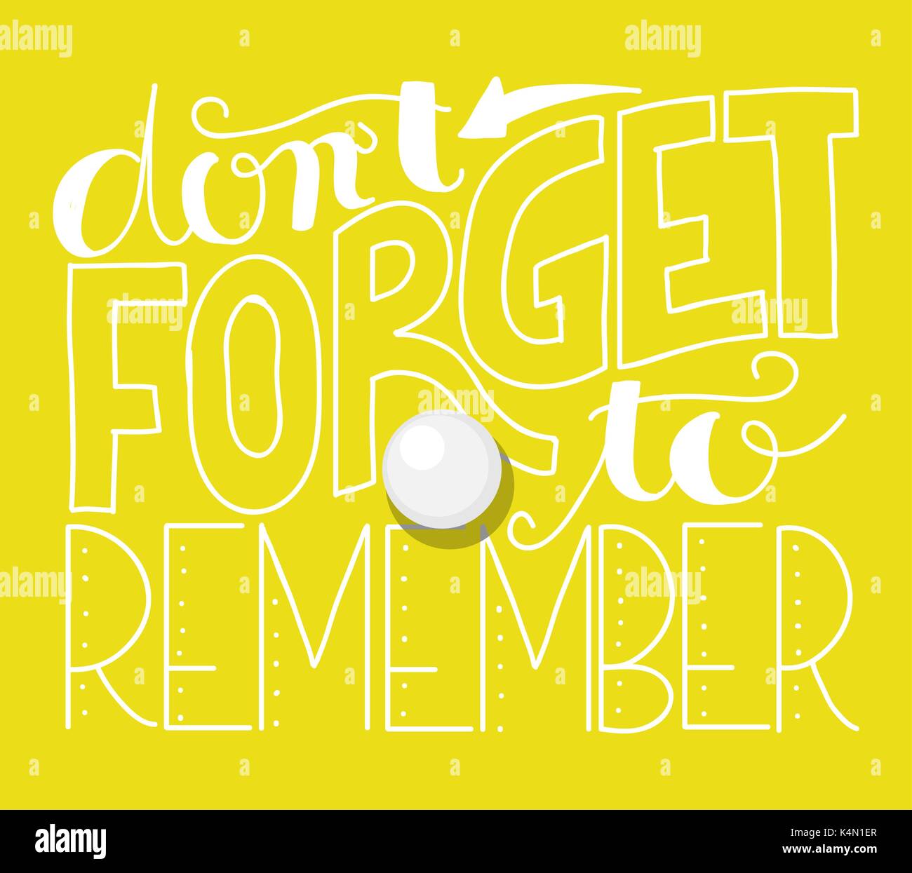 Lettering of the quote "don't forget to remember" on a yellow ...