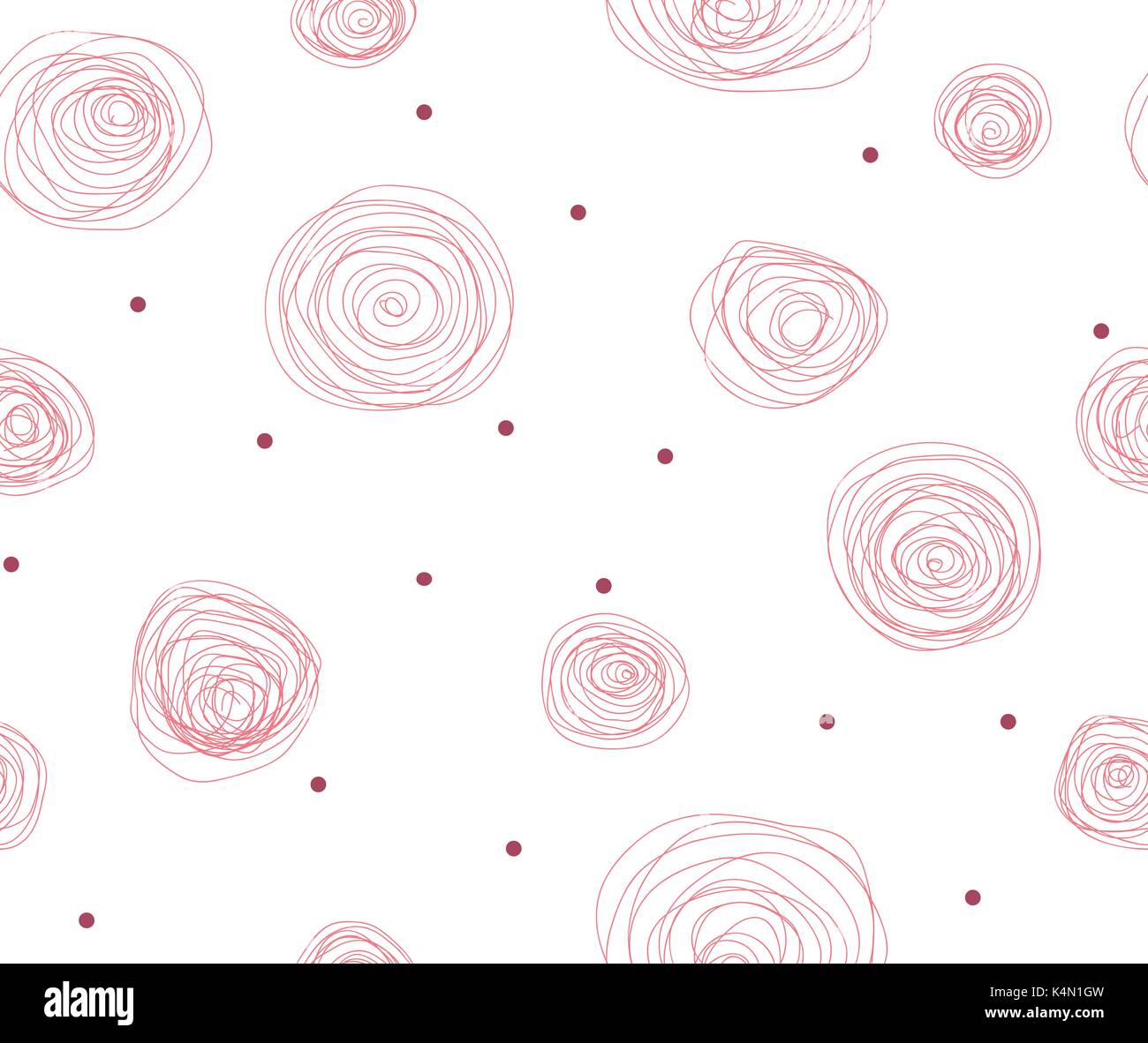 Seamlessly tileable pattern of scribble roses and dots Stock Vector ...