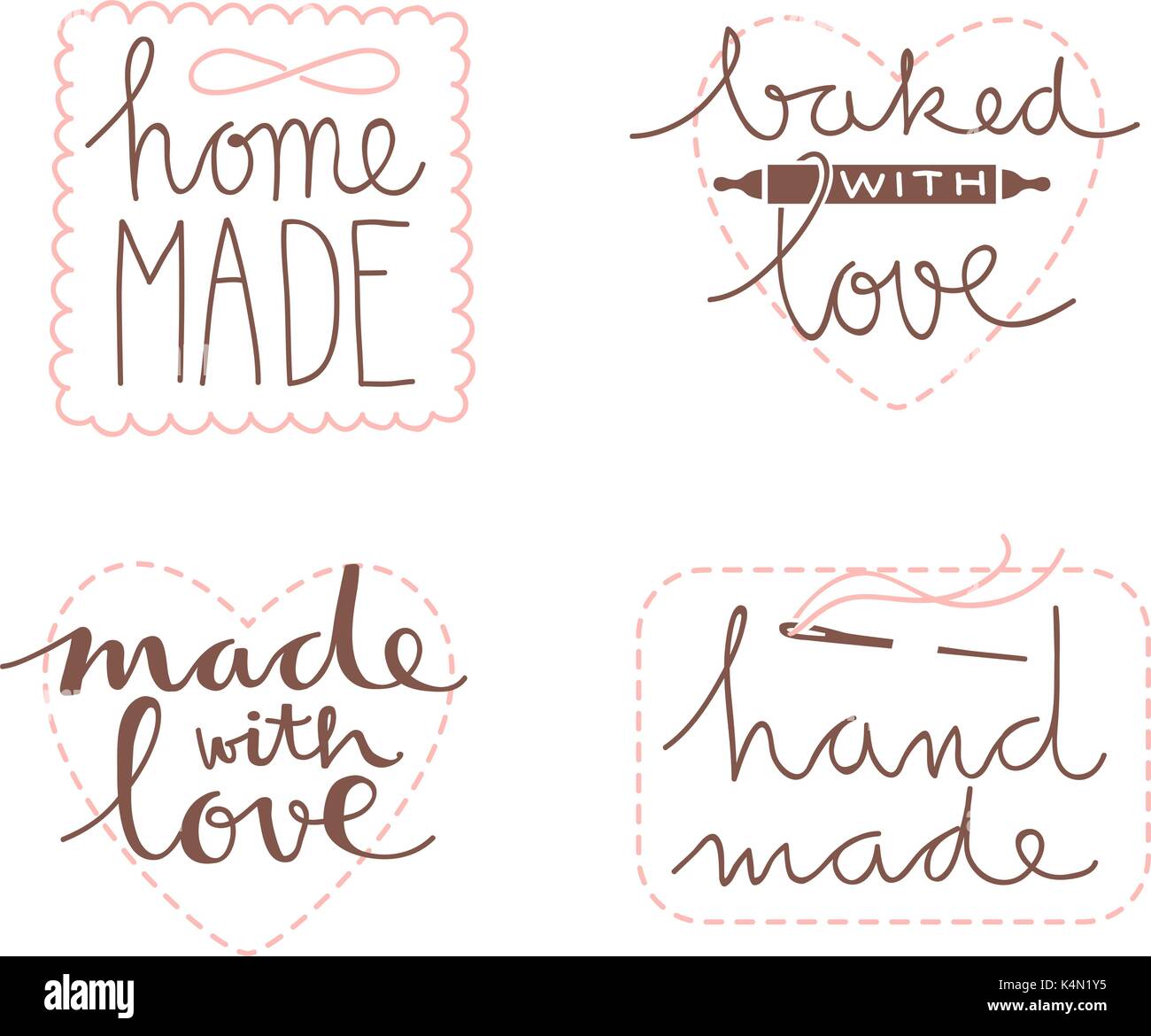 Collection of four cute hand drawn labels or tags for your project ...
