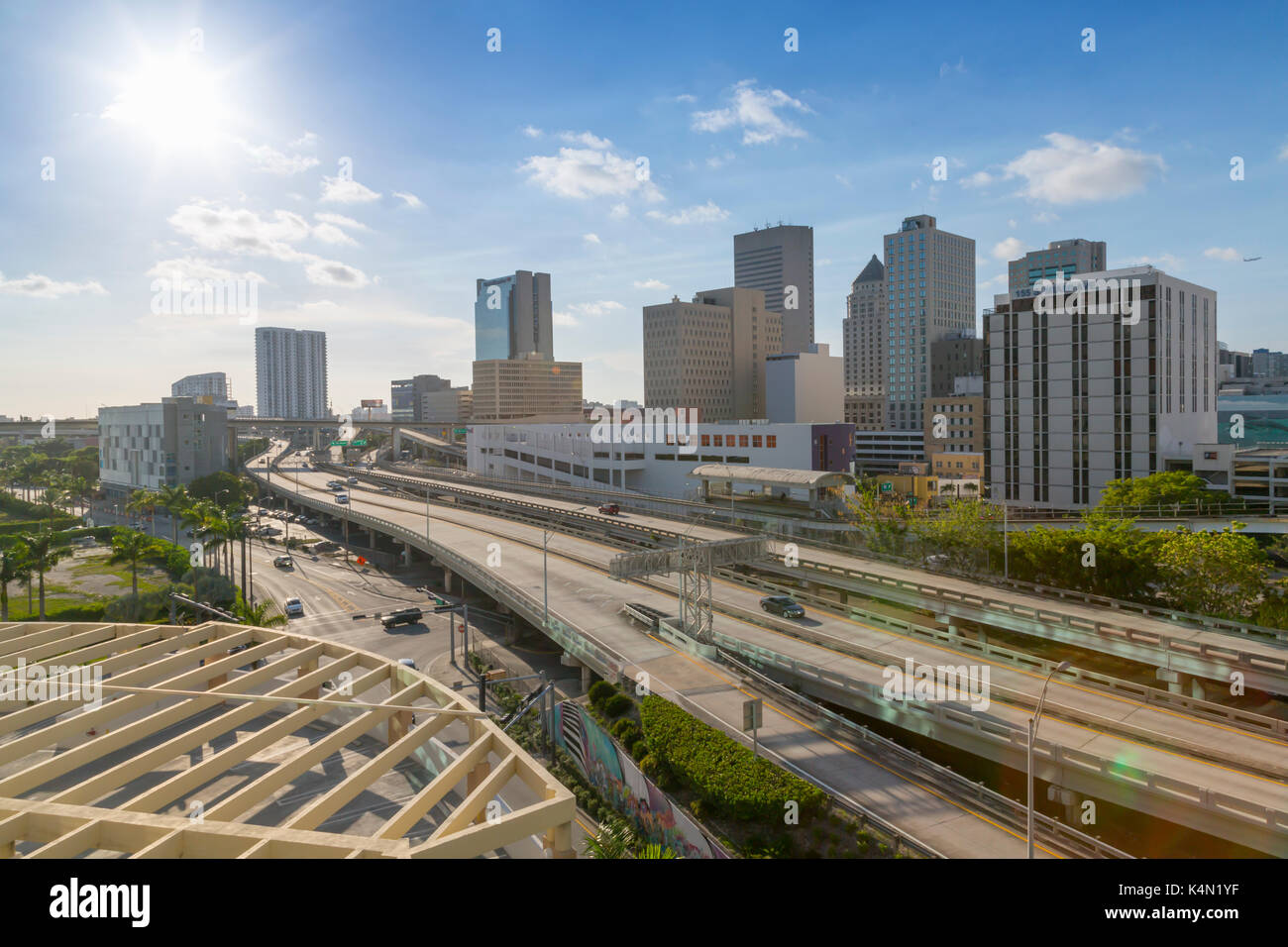View of Miami freeway in Downtown Miami, Miami, Florida, United States ...