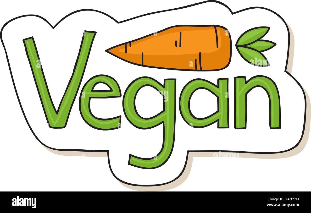 Cute hand drawn vegan label with cartoon carrot Stock Vector Image ...