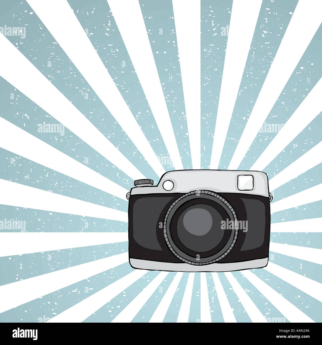 Hand drawn sketchy old retro camera on a grunge background. Space for ...