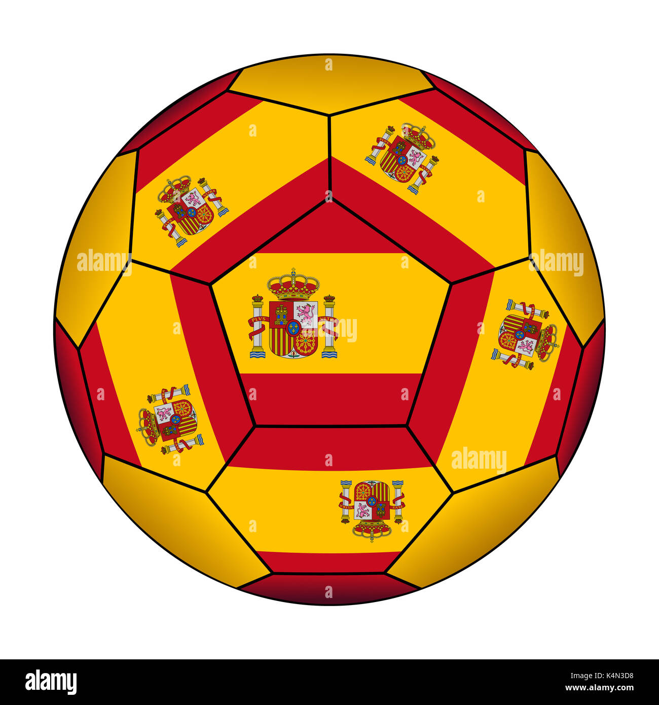 Soccer ball with Spanish flag isolated on white background Stock Photo ...