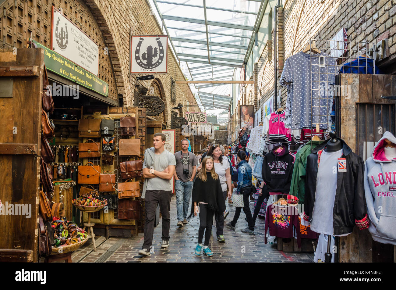 A busy passageway through The Stables Market, part of Camden Market in ...