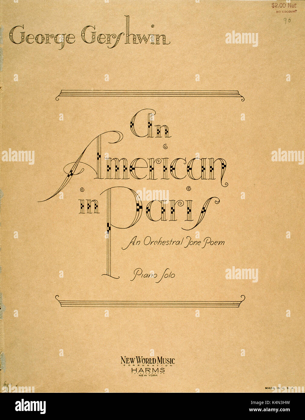 George Gershwin's 'An American in Paris' , cover of score for piano ...