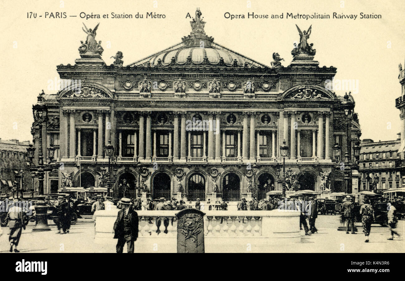 PARIS - OPERA HOUSE & Metropolitan Railway Station, exterior Stock ...
