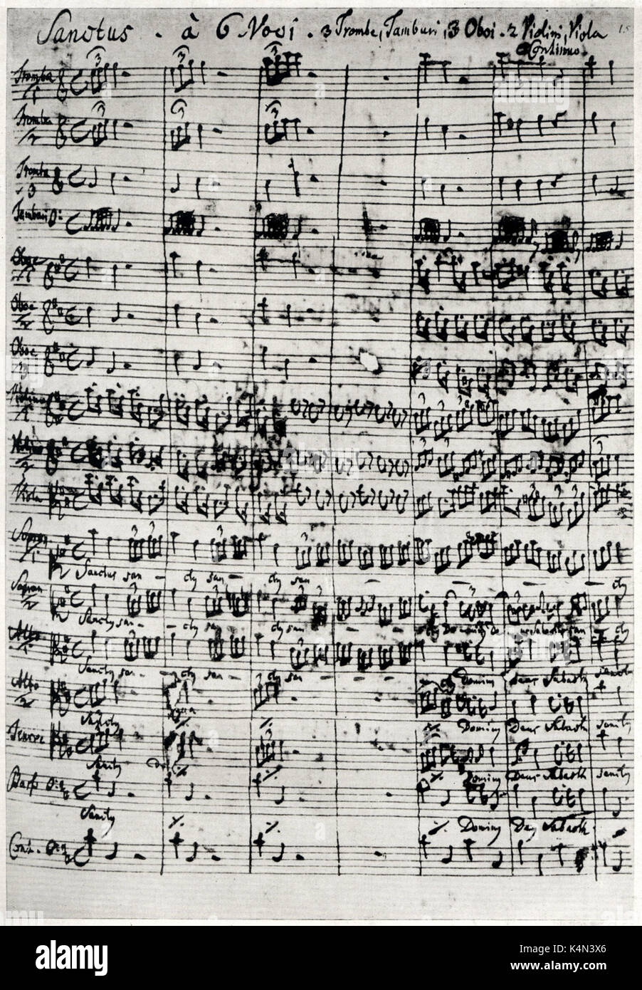 Johann Sebastian Bach 's handwritten manuscript score for his 'Mass in ...