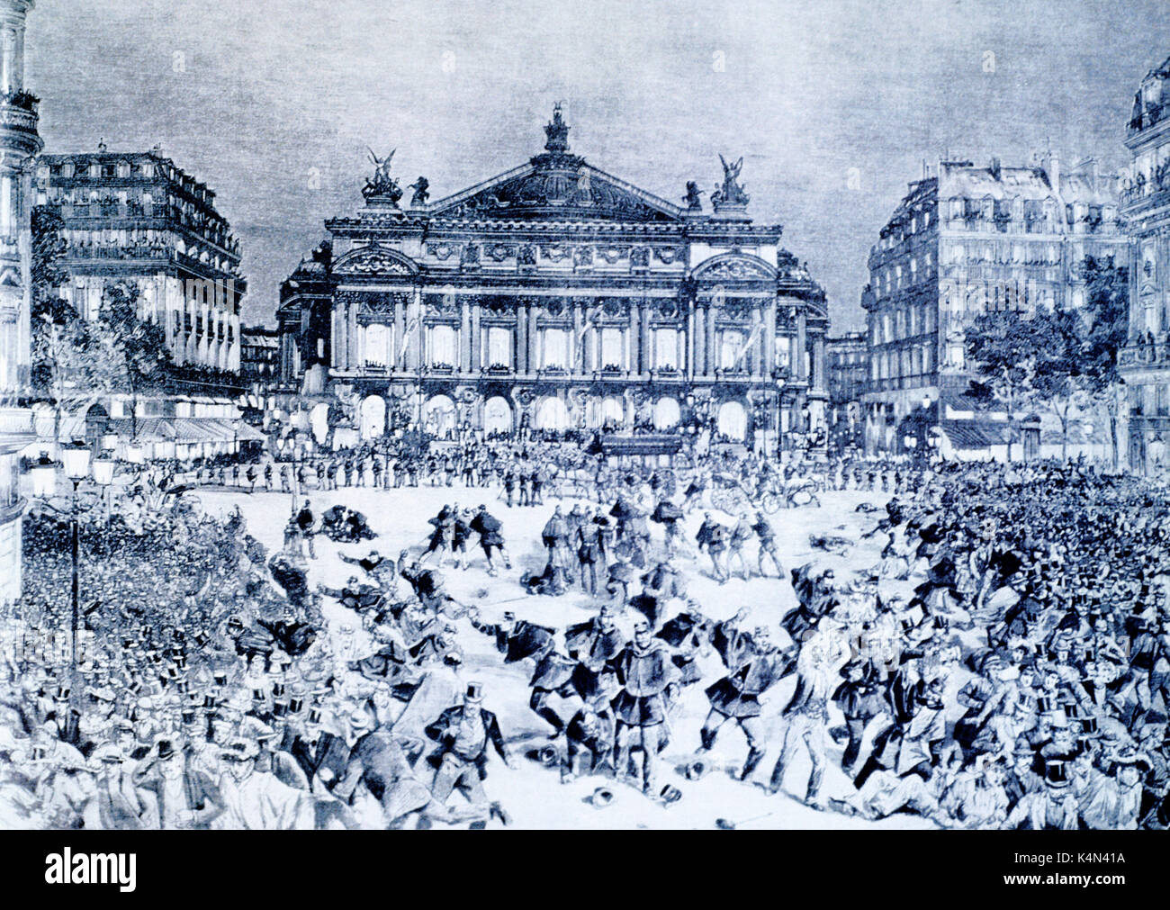 Paris - Place de l'Opèra. Riots on the evening of the first production ...