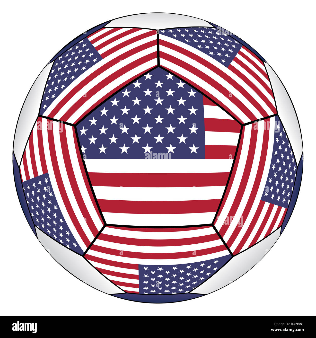 Soccer ball with United States flag isolated on white background Stock ...