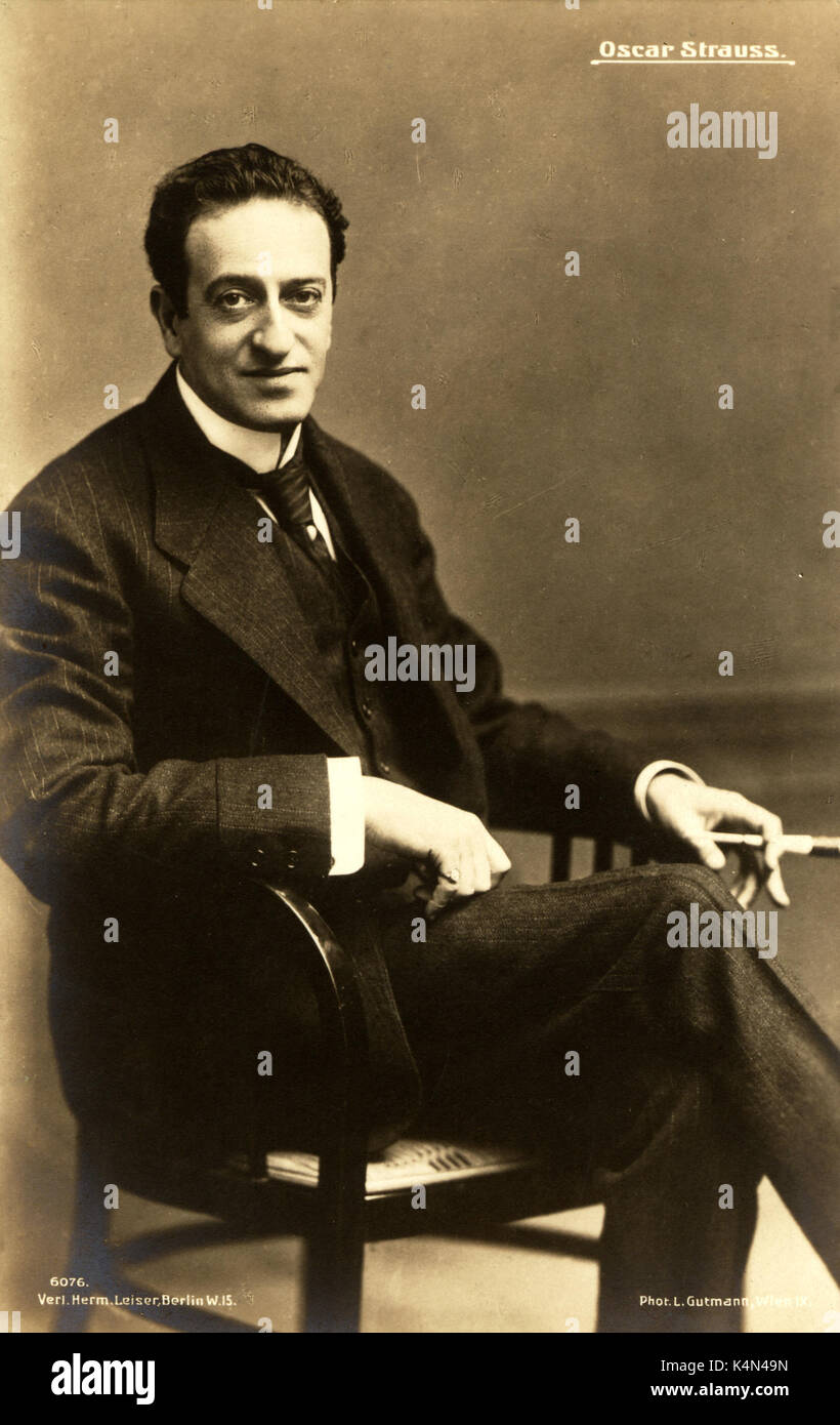 Oscar Straus, seated. Austrian composer & conductor 1870-1954 Stock ...