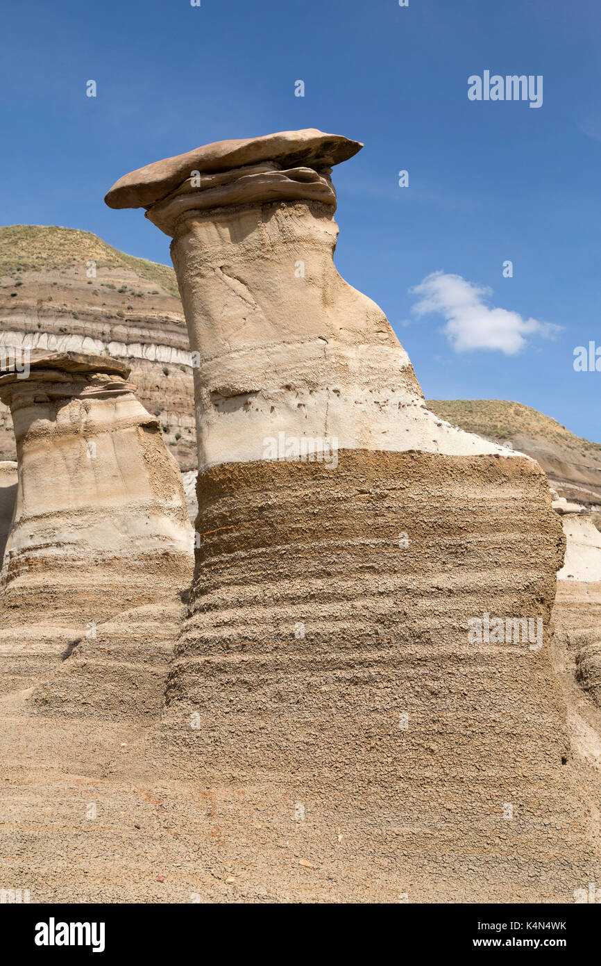 The hoodoos, rock formations formed by the erosion of Bentonite, in the ...