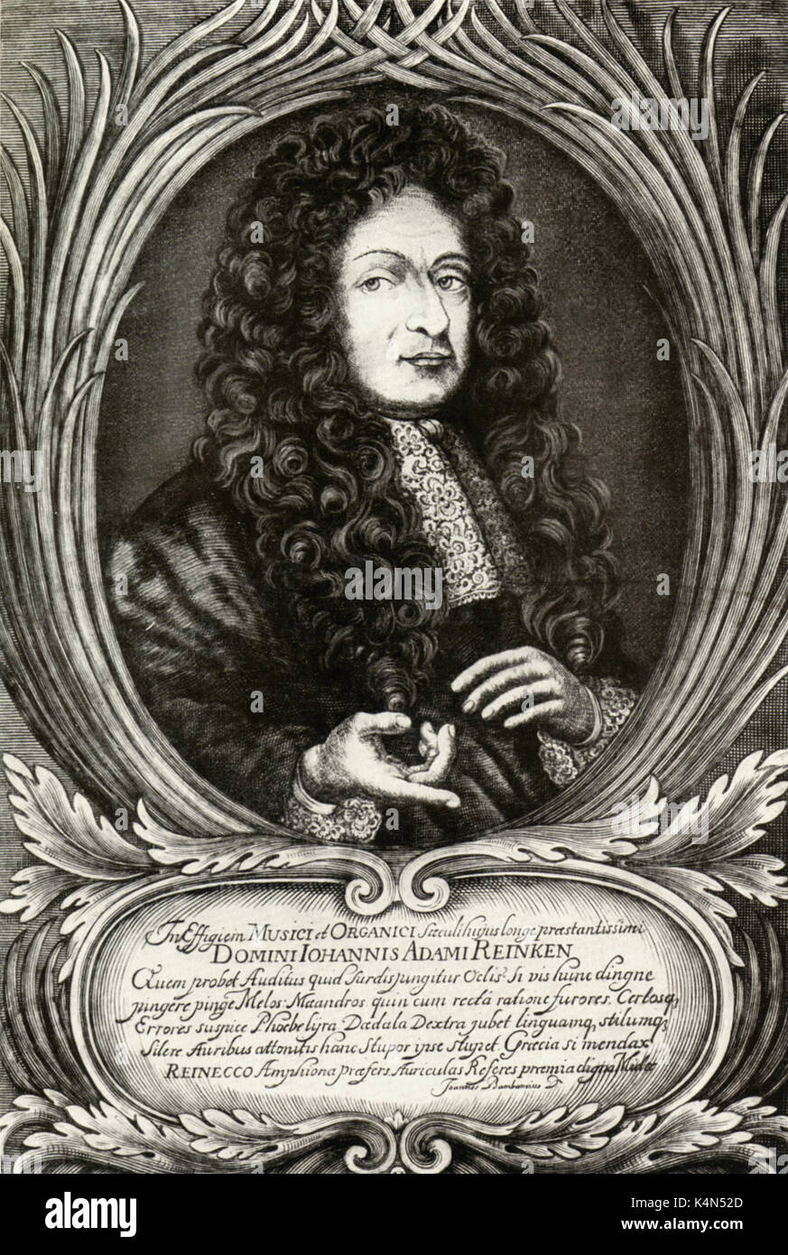 REINCKEN, Johann Adam German Organist and Composer, 1623-1722. Hamburg ...