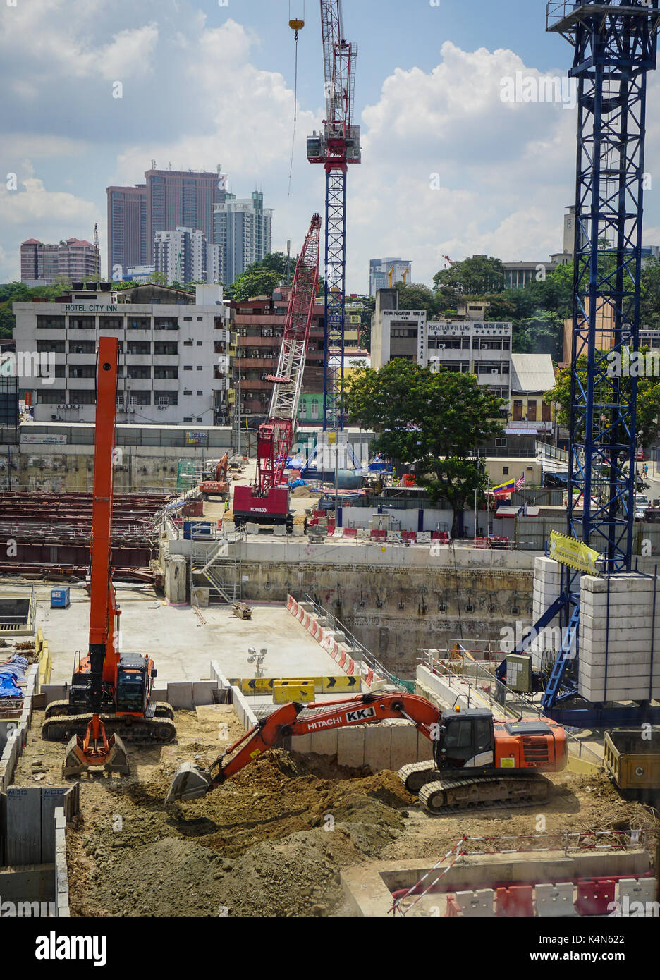 Kuala Lumpur, Malaysia Aug 23, 2014. A construction site at downtown in ...