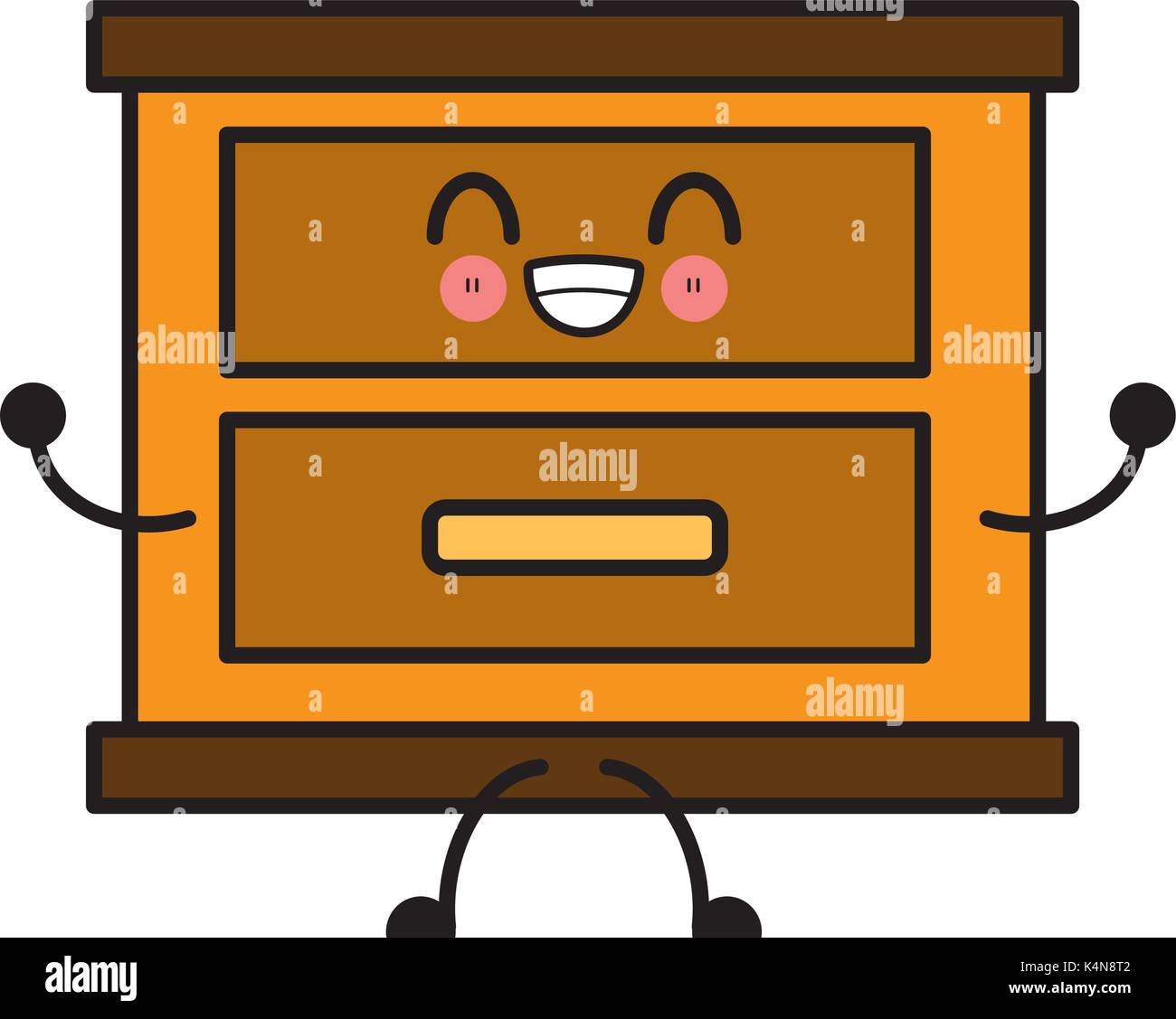 Wooden nightstand isolated cute kawaii cartoon Stock Vector Image & Art ...