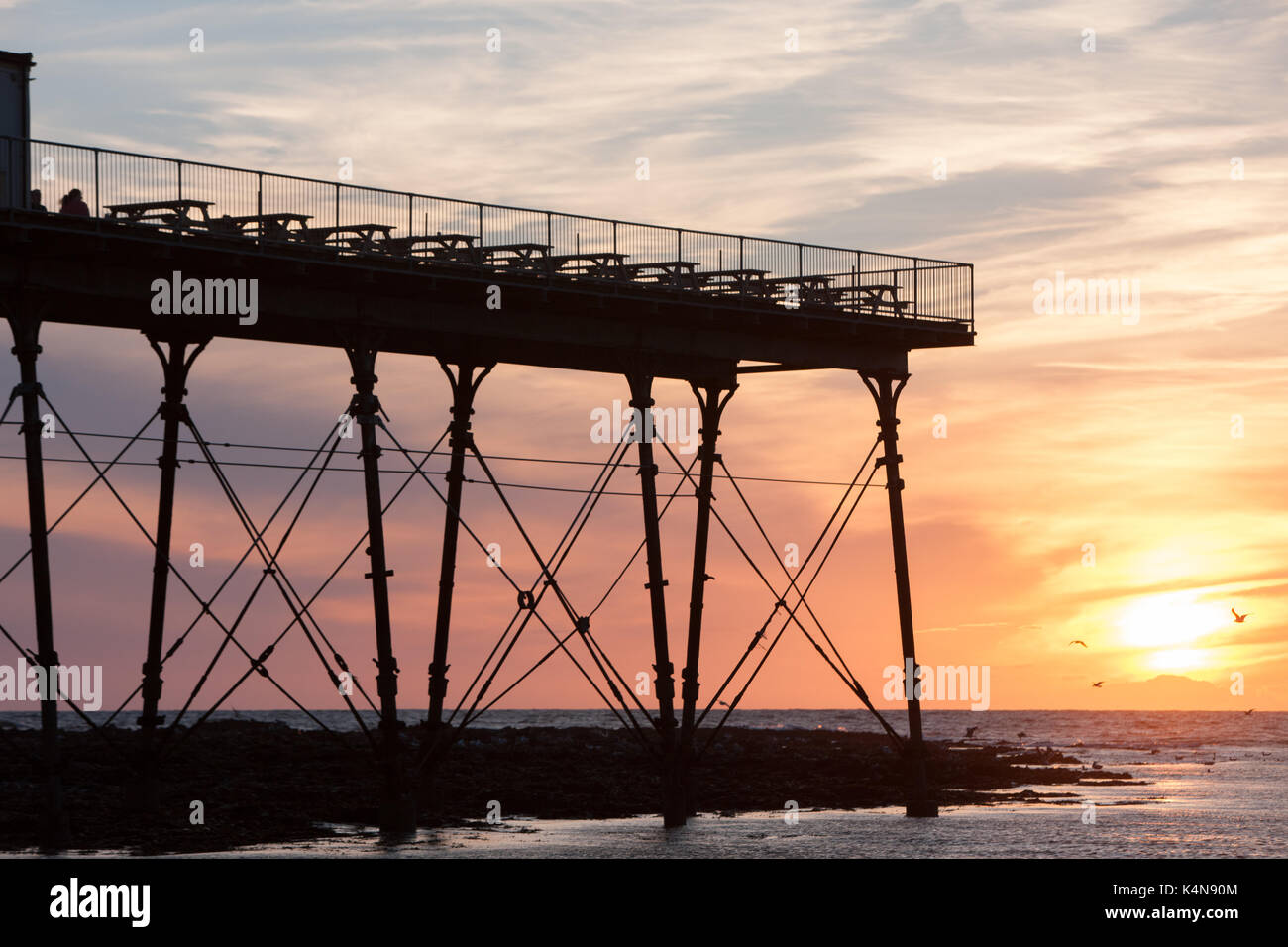 At the end of a sunny day.Sunset,silhouette,Royal Pier,pier,Aberystwyth ...
