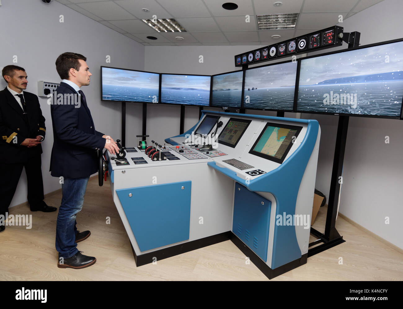 St. Petersburg, Russia - September 22, 2015: Marine simulator in the ...