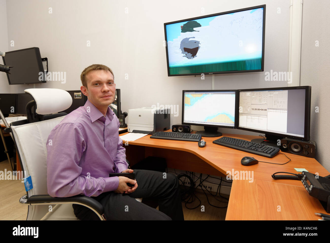 St. Petersburg, Russia - September 22, 2015: Marine simulator in the ...