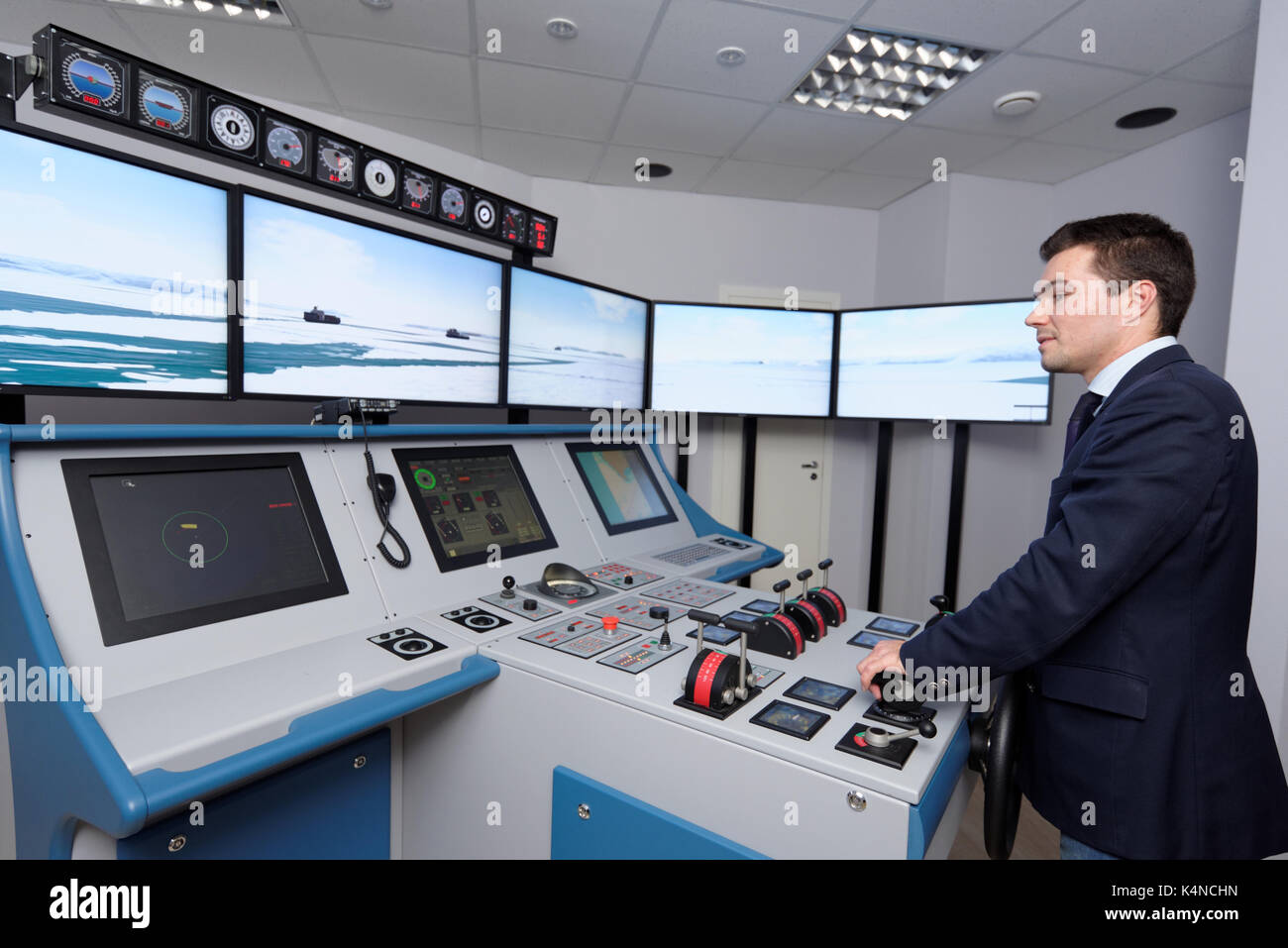 St. Petersburg, Russia - September 22, 2015: Marine simulator in the ...