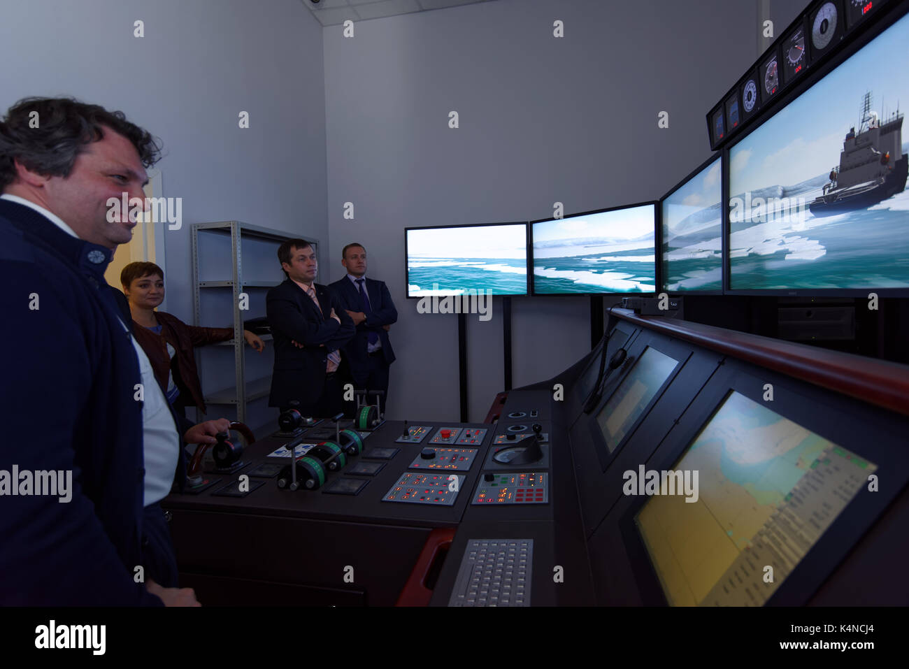 St. Petersburg, Russia - September 22, 2015: Marine simulator in the ...