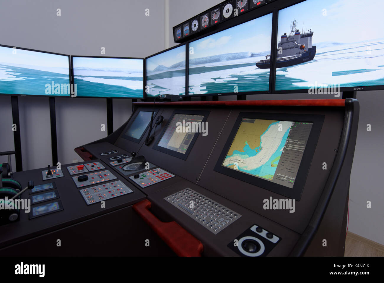 St. Petersburg, Russia - September 22, 2015: Marine simulator in the ...