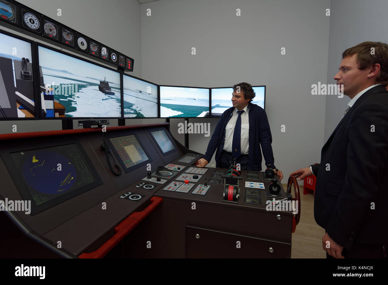 St. Petersburg, Russia - September 22, 2015: Marine simulator in the ...