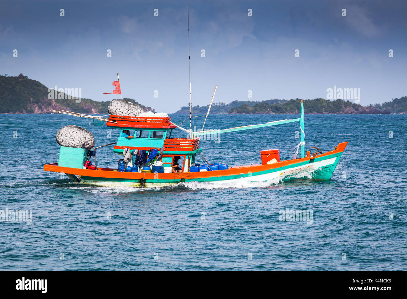 traditional colorful vietnamese fishing boats in Nam Du island, Kien ...