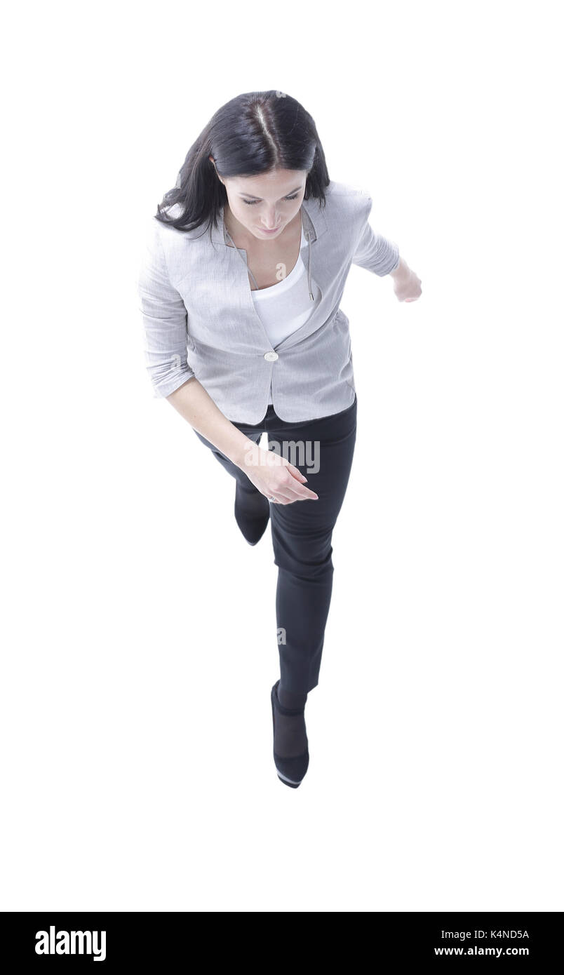 successful woman goes forward. in full growth. view from above Stock ...