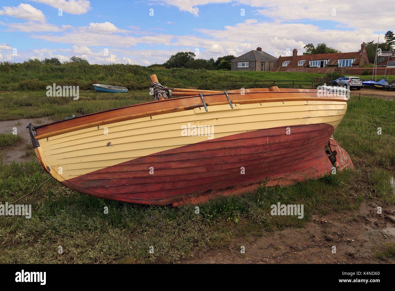 Wooden Hull Boat High & Dry at Burnham-Overy-Staithe on the Norfolk ...
