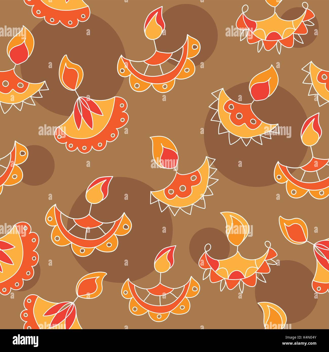 Vector hand drawn seamless pattern with Diwali symbols. Happy Diwali ...