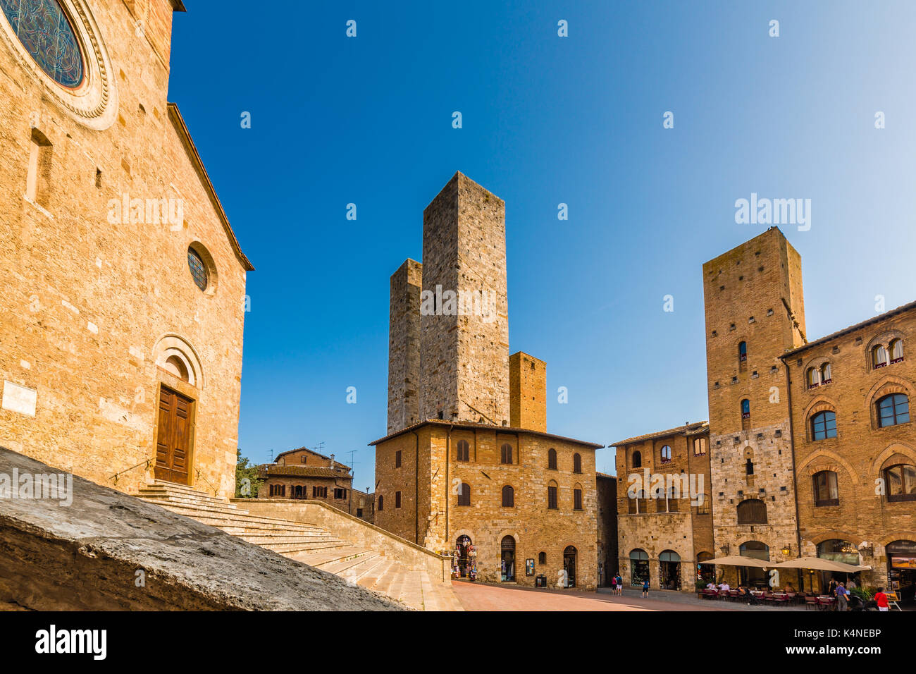 main public square of San Gimignano, wonderful medieval village in ...