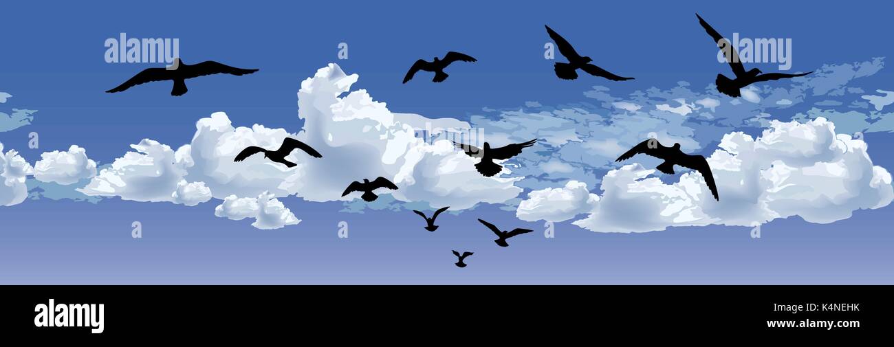 Birds Flying In The Sky Clipart