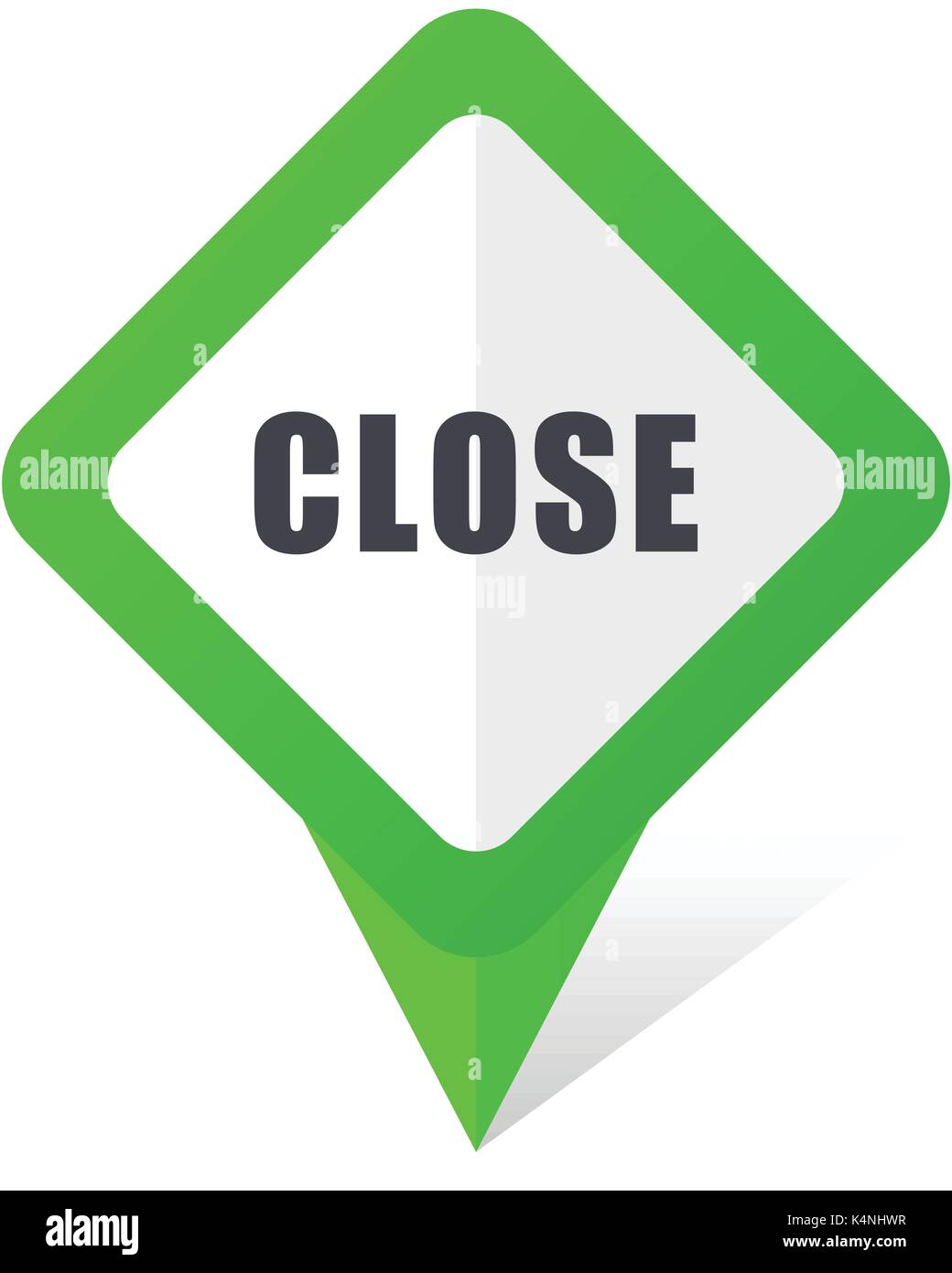 Close green square pointer vector icon in eps 10 on white background ...