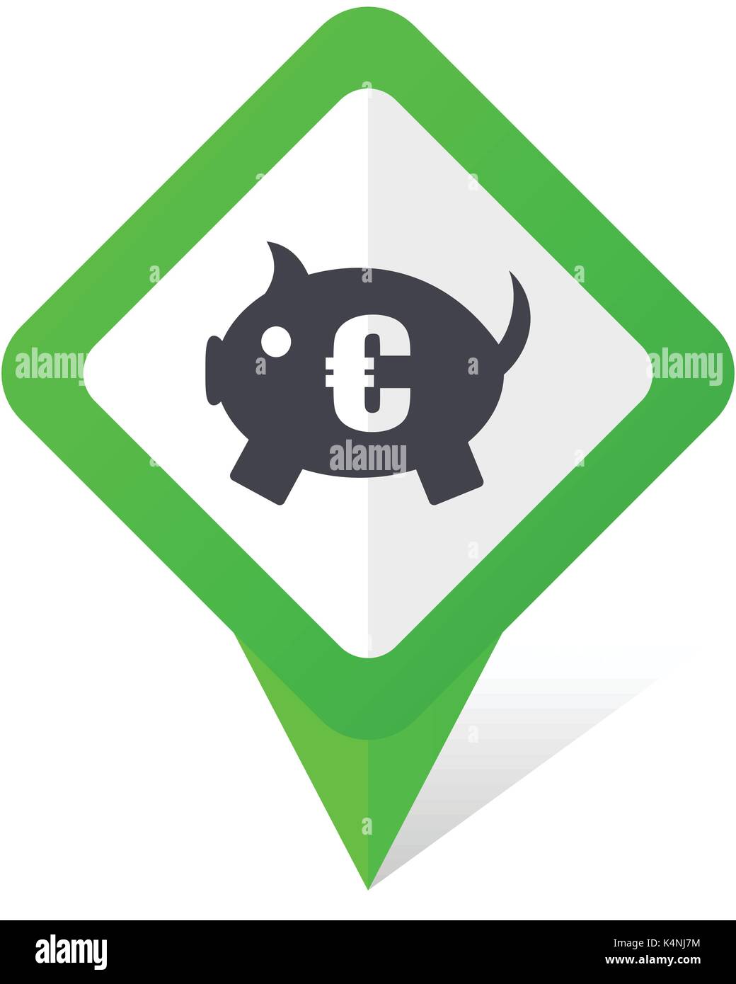 Piggy bank green square pointer vector icon in eps 10 on white ...