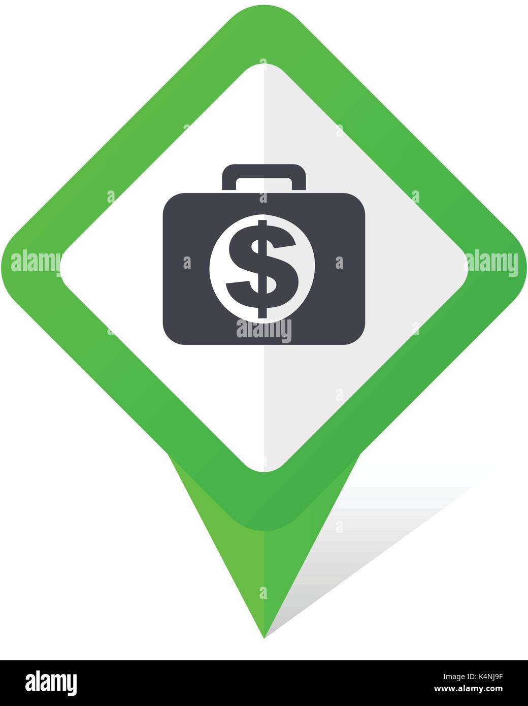 Financial green square pointer vector icon in eps 10 on white ...