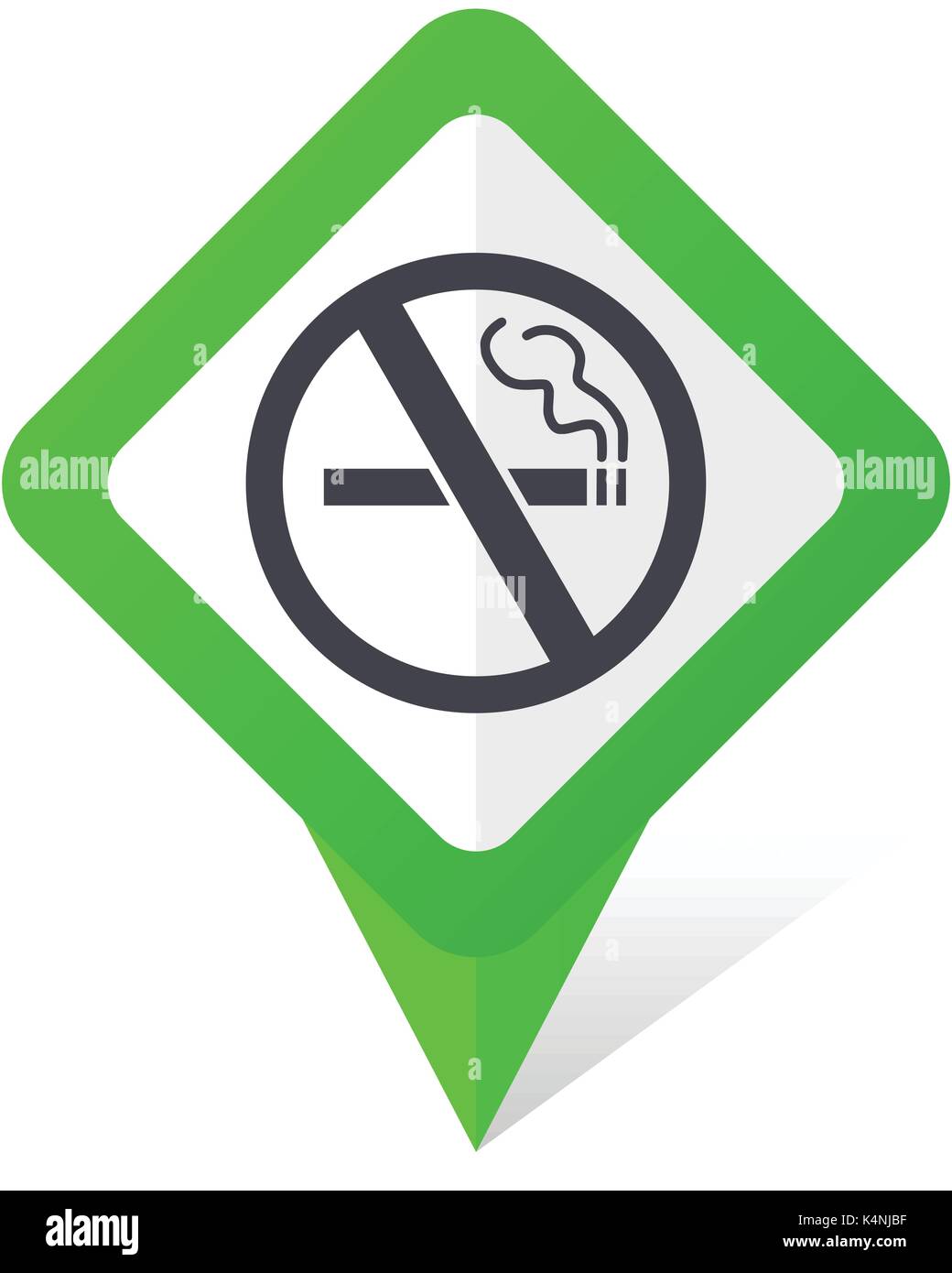 No smoking green square pointer vector icon in eps 10 on white ...
