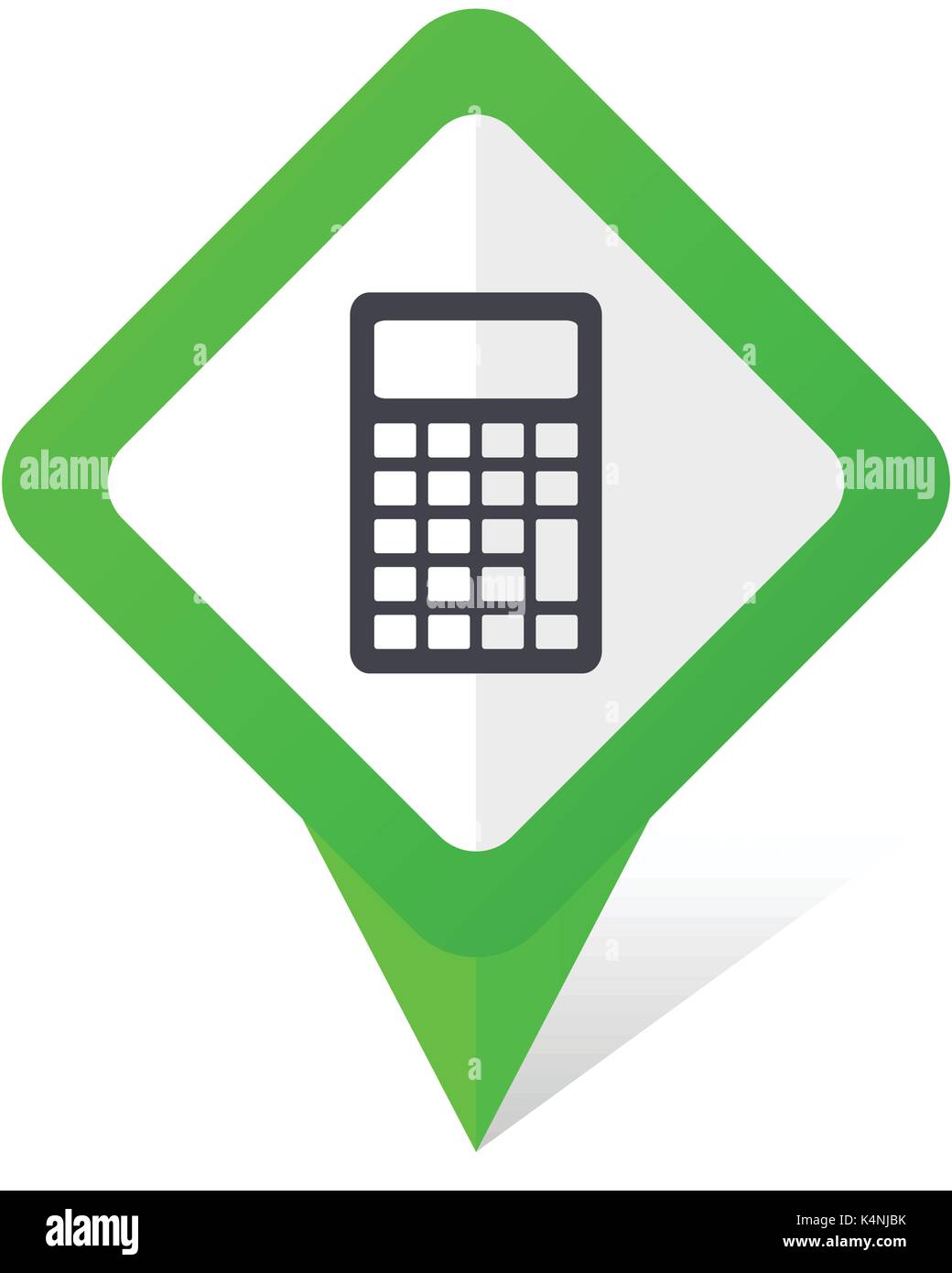 Calculator green square pointer vector icon in eps 10 on white ...