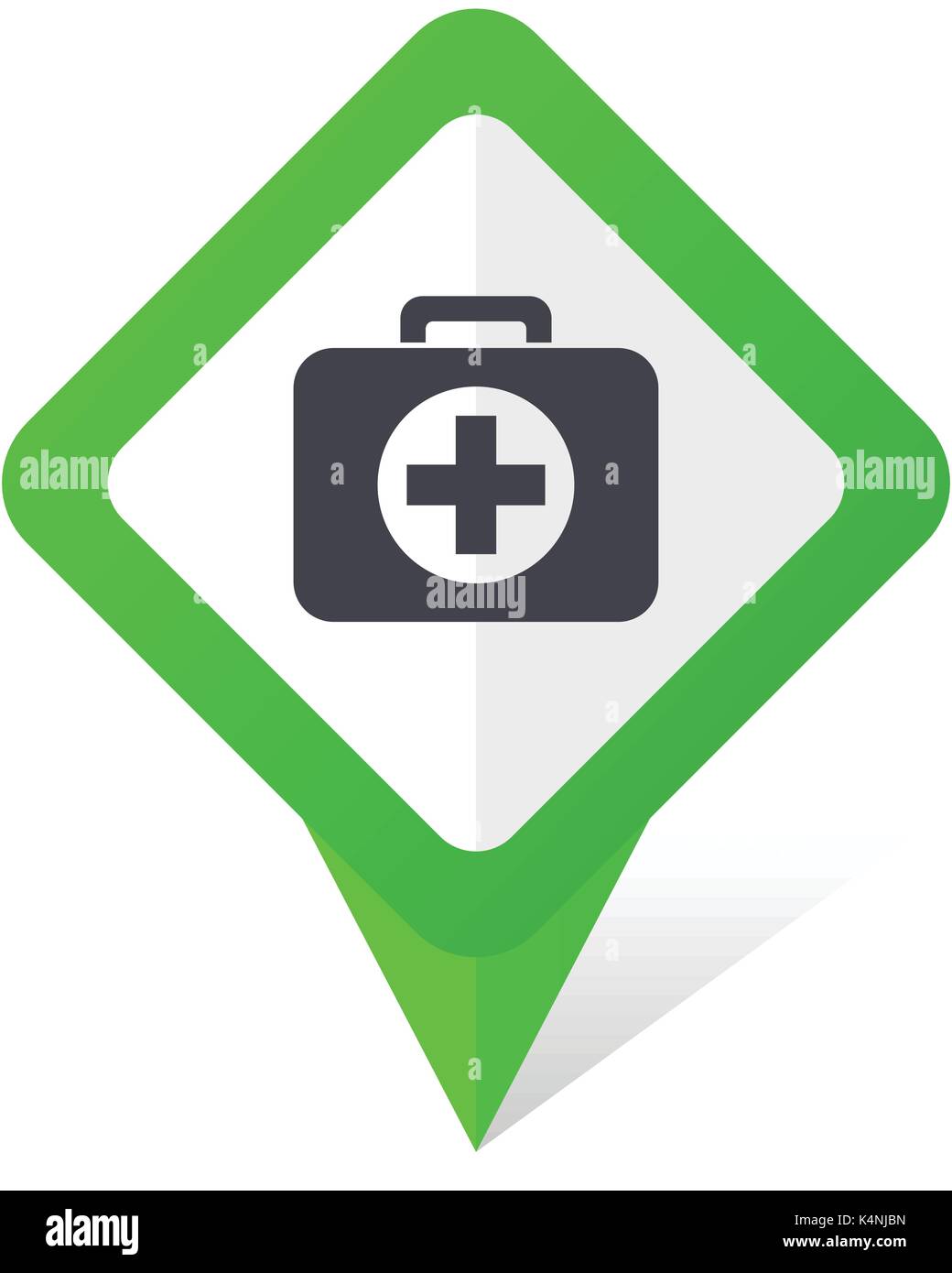 First aid green square pointer vector icon in eps 10 on white ...