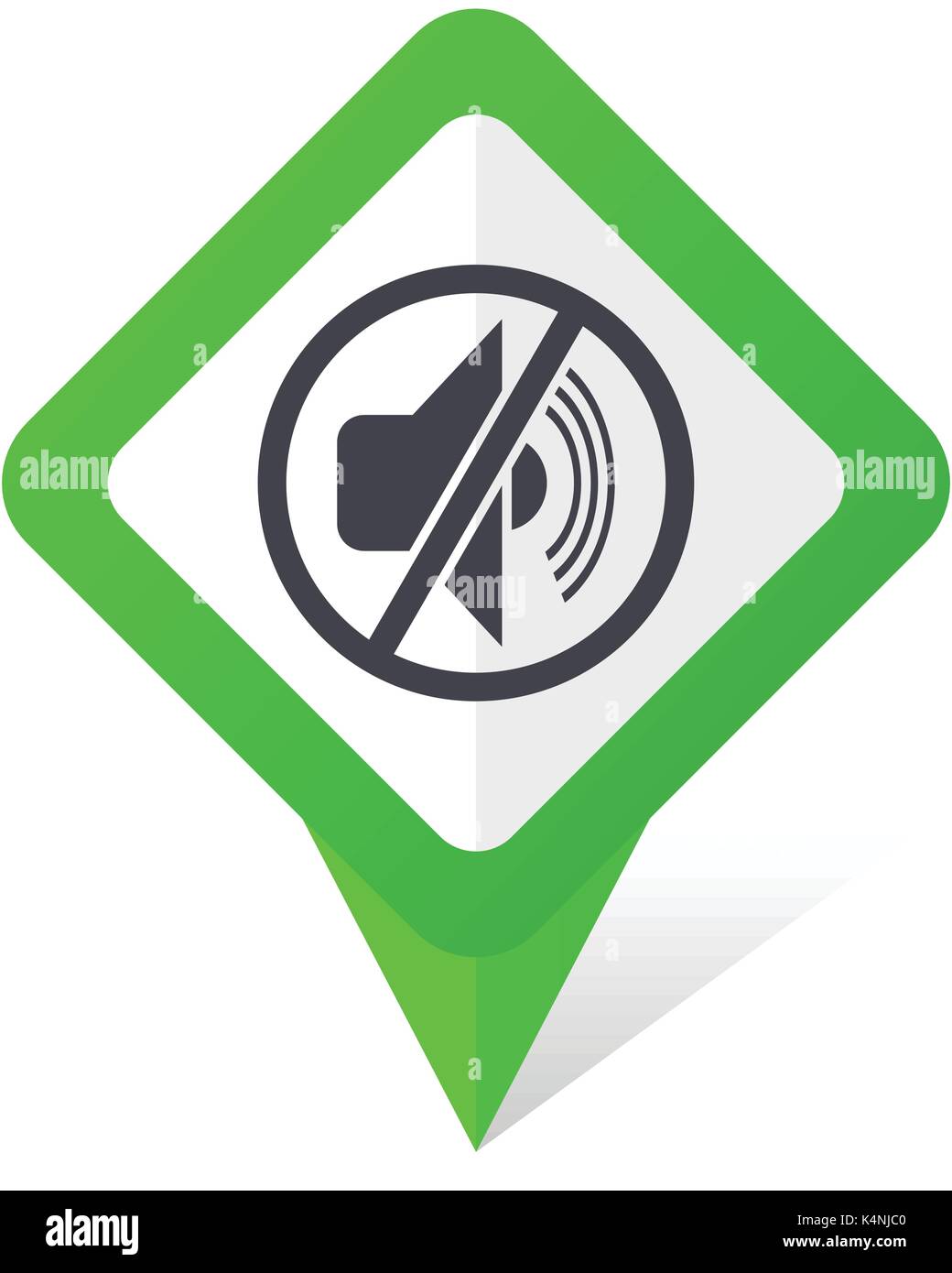 Mute green square pointer vector icon in eps 10 on white background ...
