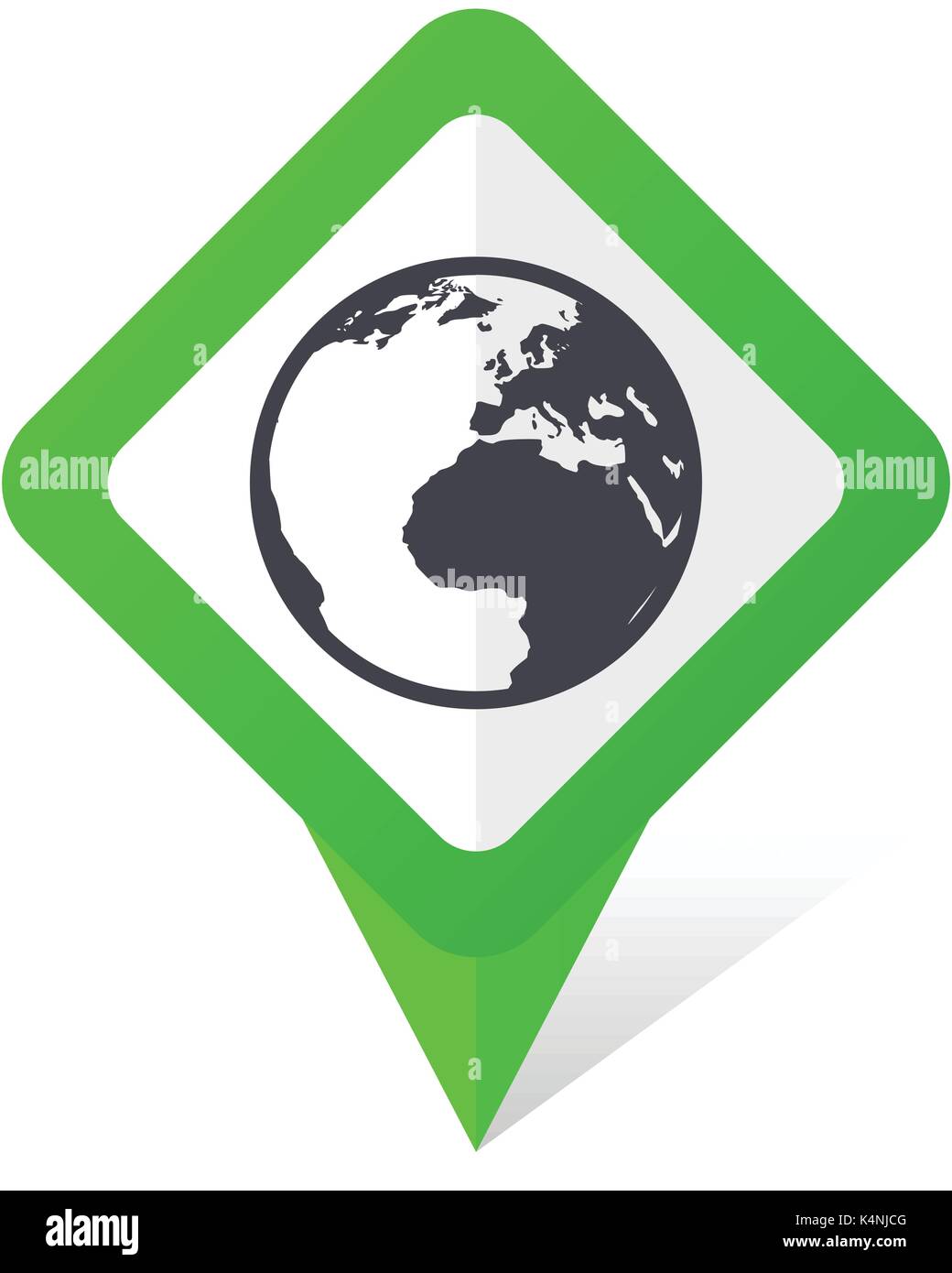 Earth green square pointer vector icon in eps 10 on white background ...